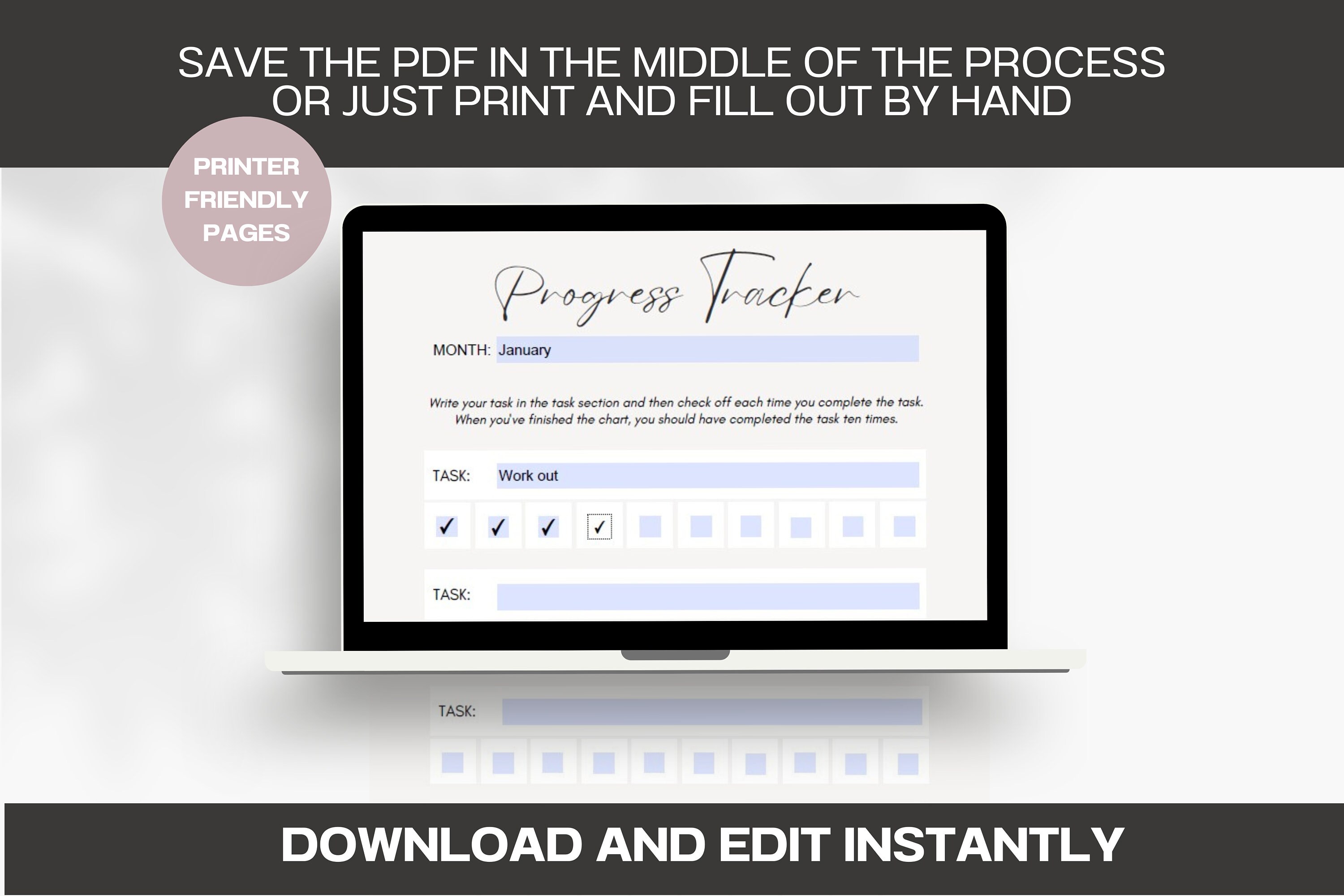 Progress Tracker Printable & Fillable PDF - Etsy