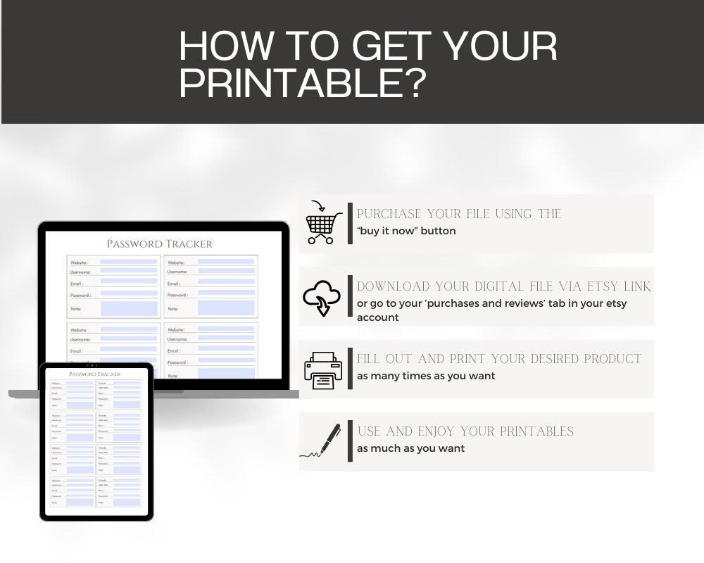Elegant Password Tracker Printable And Fillable Pdf Minimalistic Password 0000