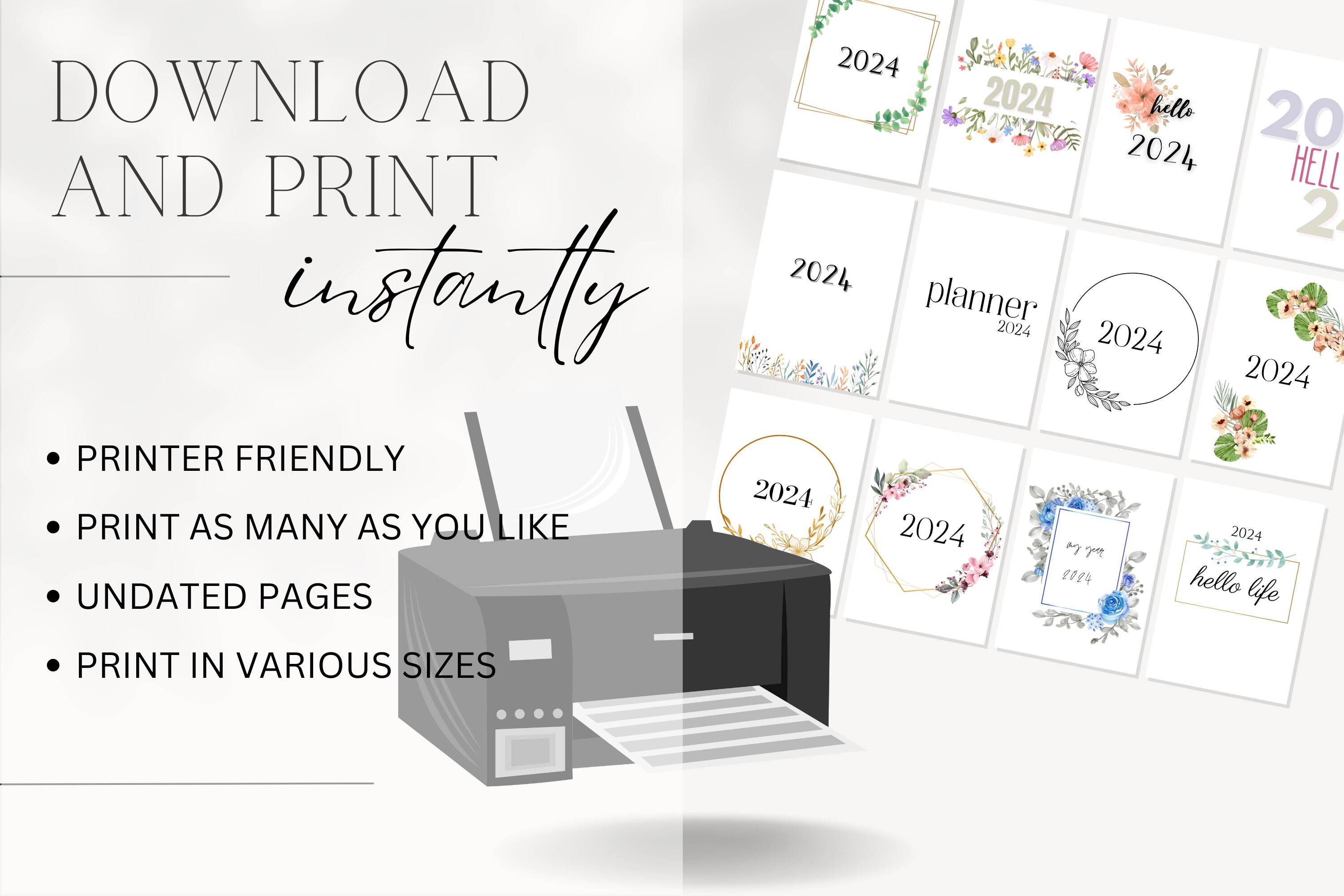 Elegant 2024 Printable Planner Covers Instant Download Make Your ...