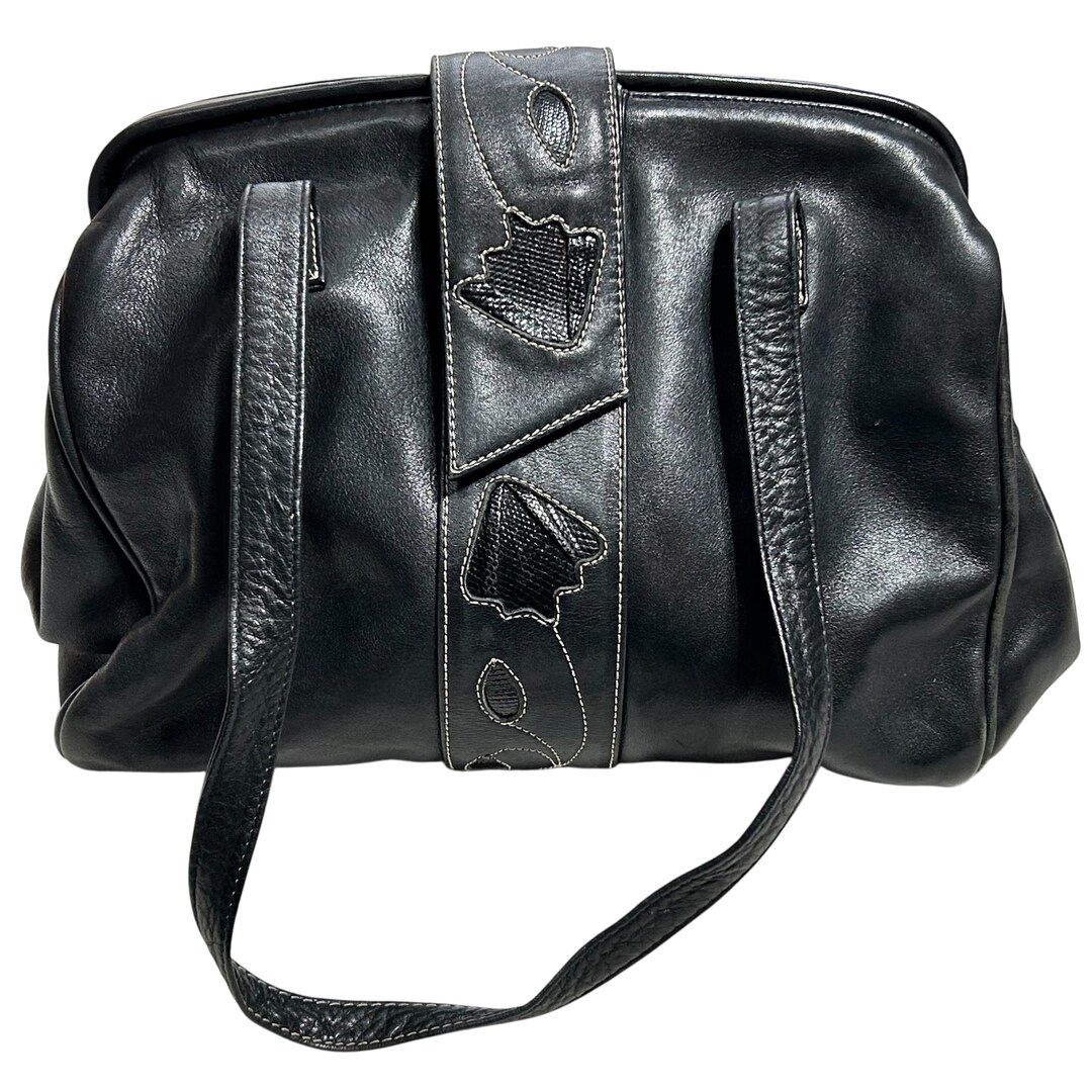 Vintage Susan Gail Bellido Bowling Style Handbag Leather With Patent ...