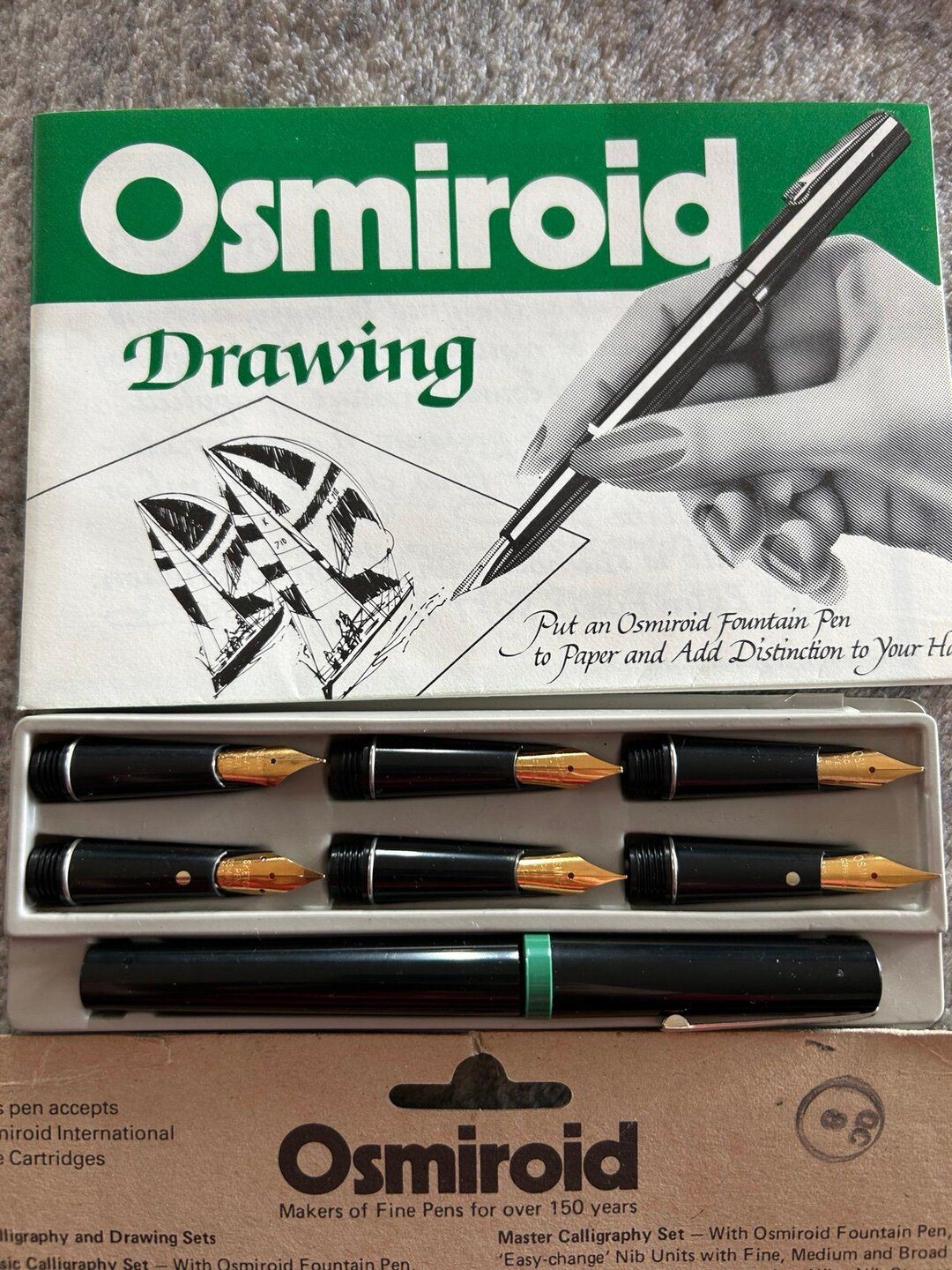 Vintage Osmiroid Complete Master Drawing Set 22K Gold Plated Tips ...