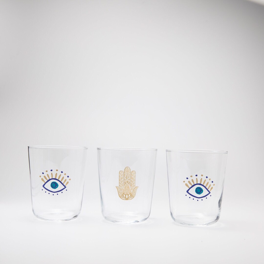 Bless & Bliss 3-piece Handcrafted Glass Set | Protective Nazar | Evil ...