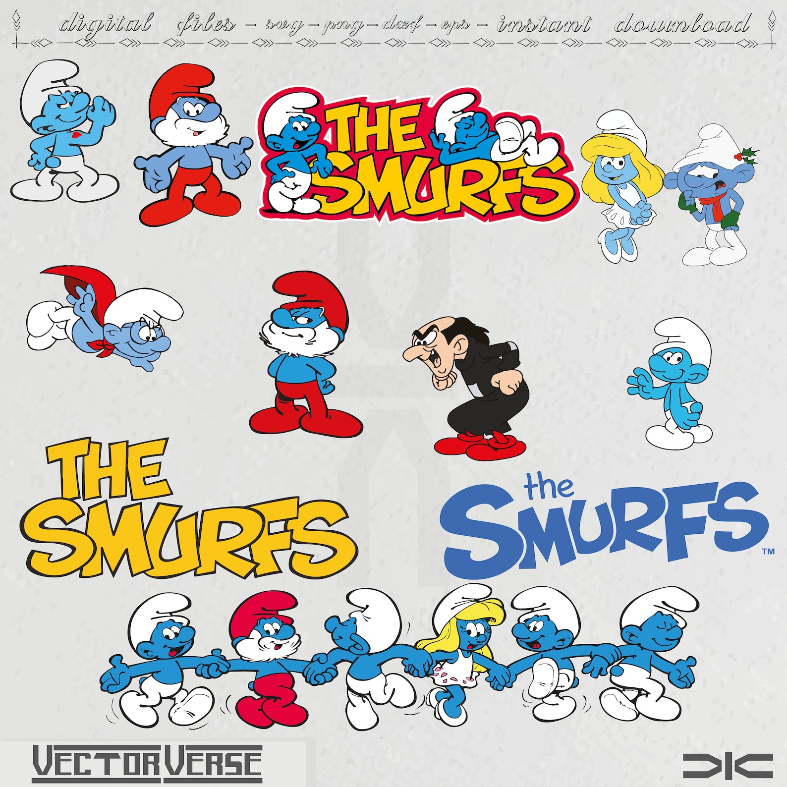 Smurfs Svg Bundle, Smurfs Characters Stickers, Papa Smurf Svg ...