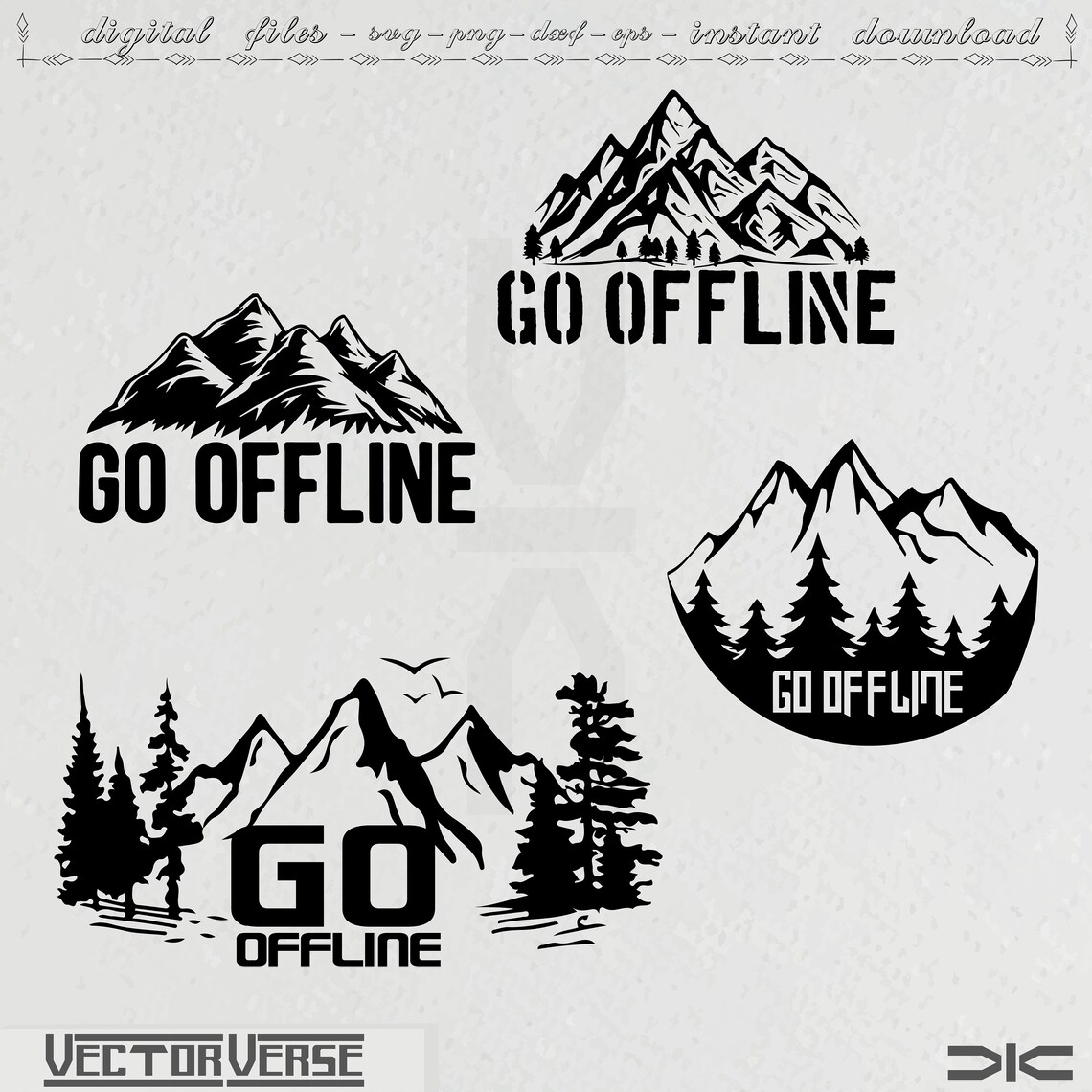 Go Offline Svg Bundle, Go Mountain Svg, Go Hiking, Go Trekking, Go ...