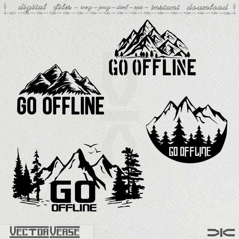 Go Offline Svg Bundle, Go Mountain Svg, Go Hiking, Go Trekking, Go ...