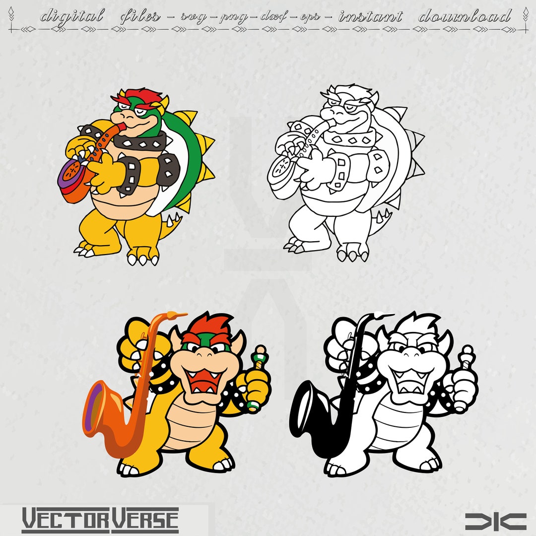 Bowser Playing Instrument Svg Bundle, Bowser Cut File, Bowser ...