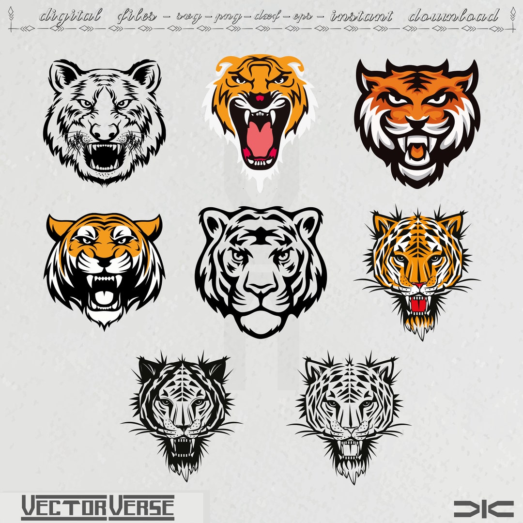 Tiger Mascot Svg Bundle,tiger Svg,wild Cat Svg,tiger Teeth,angry Tiger ...