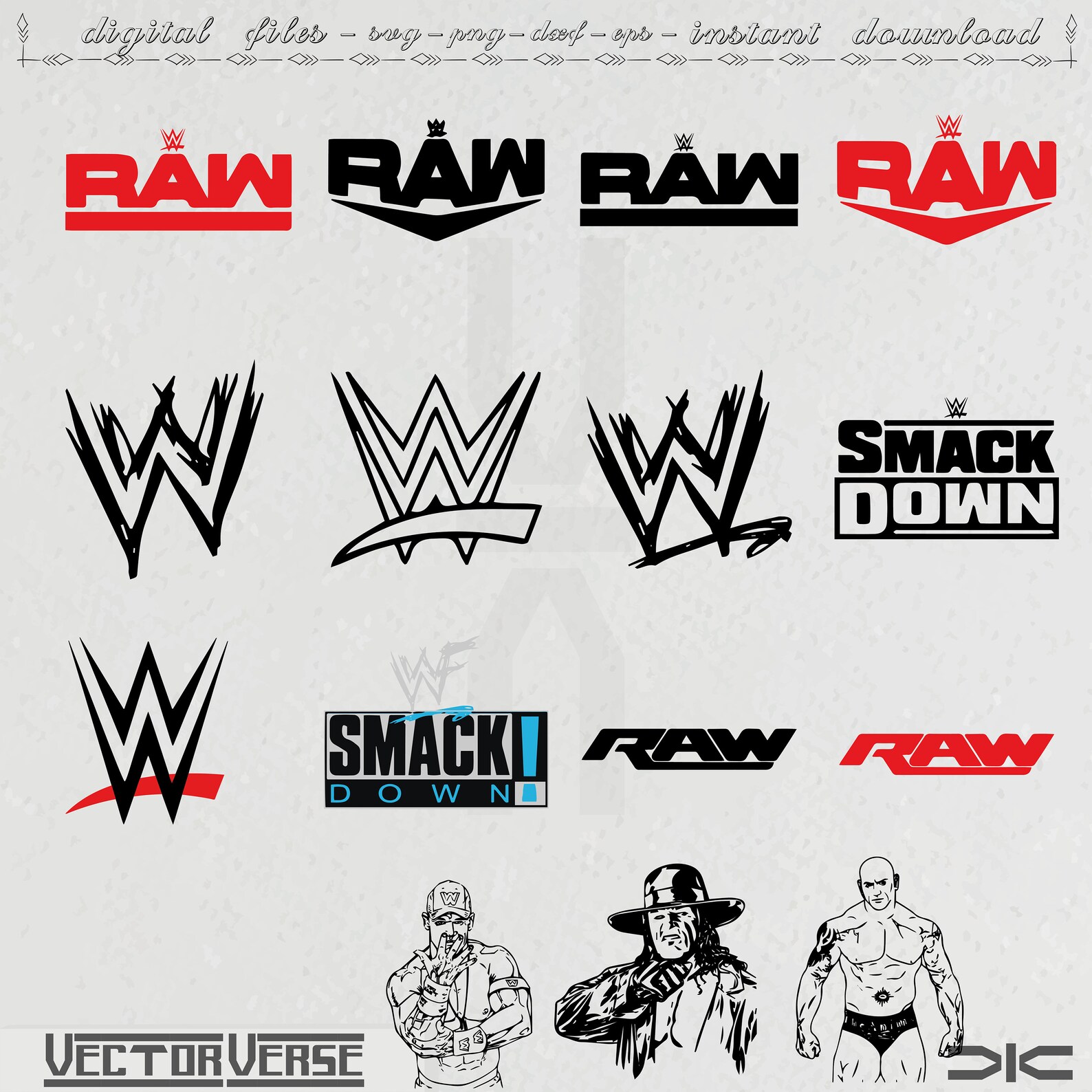 WWE Colored Svg Bundle, Clipart, Cricut Bundle, Digital Prints, Instant ...
