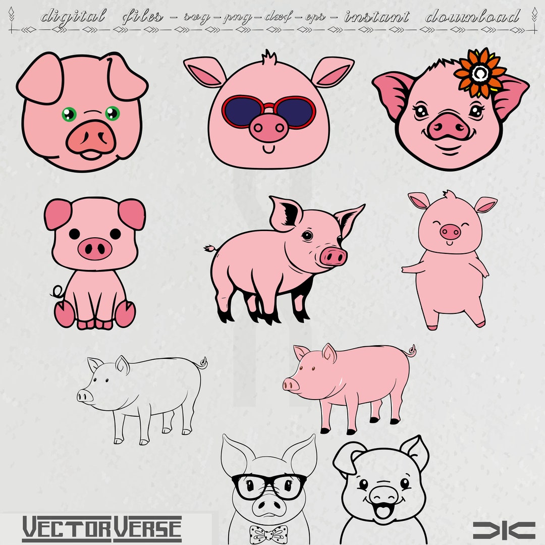 Paquete SVG de cerdo, cara de cerdo SVG, archivo de corte de cerdo ...