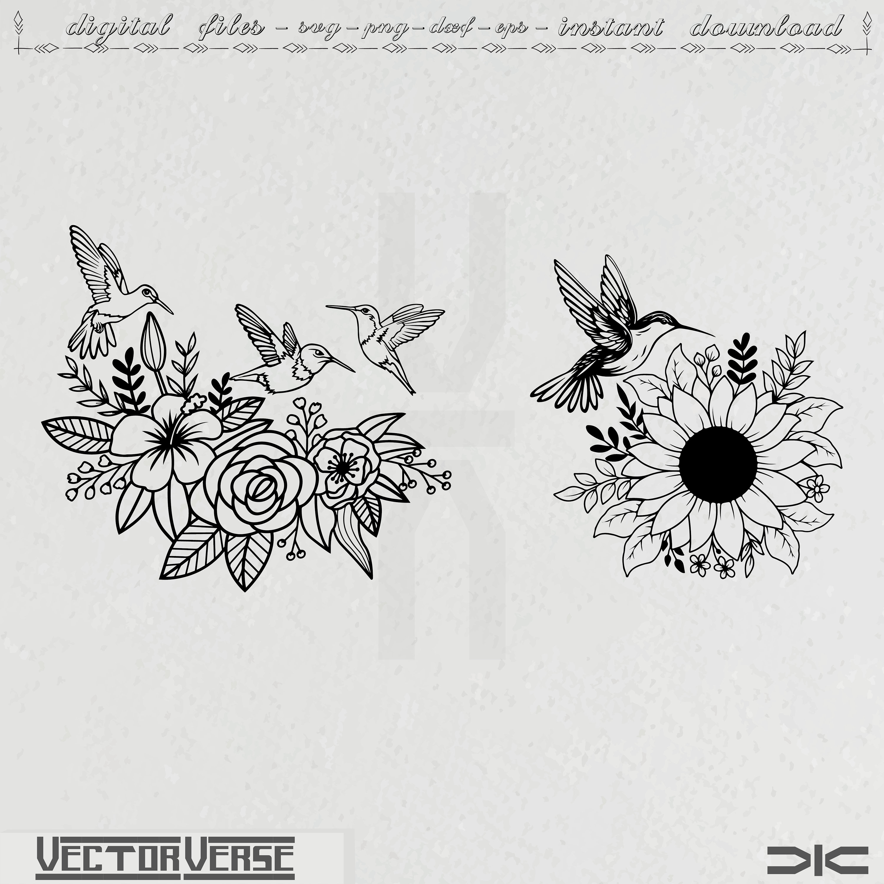Hummingbird Flowers Svg File Florals Svg Hummingbird Clipart ...