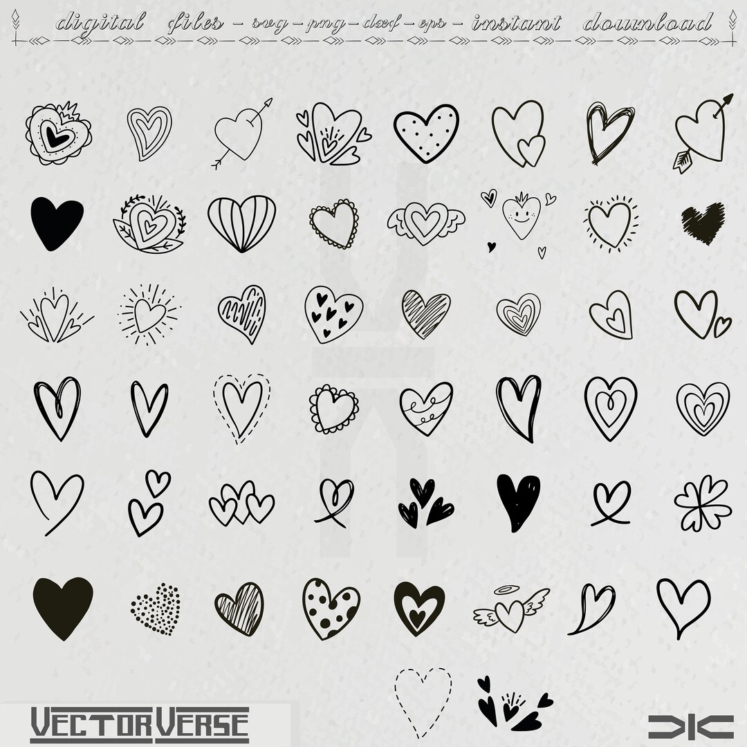 HEART Bundel SVG,HEART Doodle Svg,heart Cut Files for Cricut,heart ...