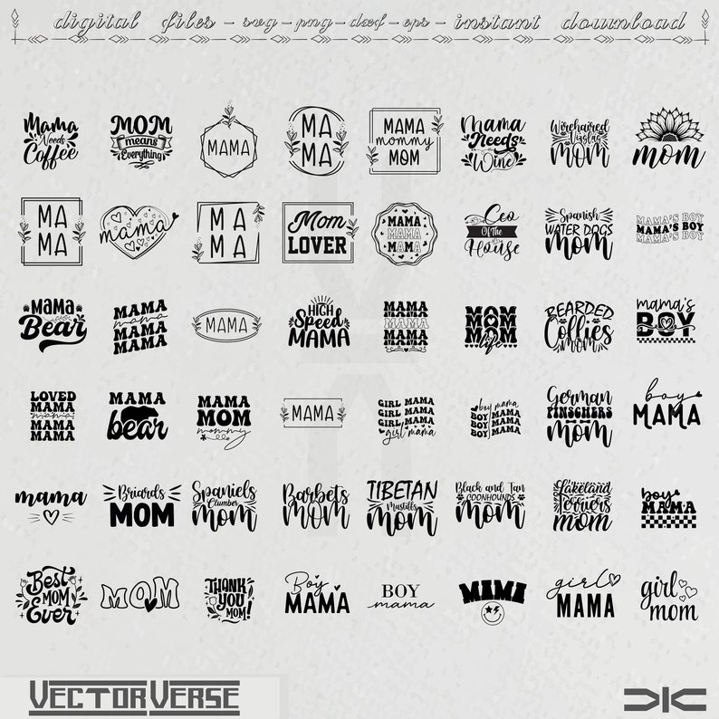 Mama Svg Bundle Mother's Day Svg Mom Life Svg Stacked Mama Svg Mama ...