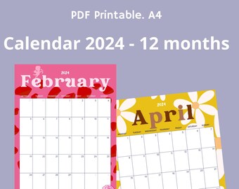 Digital Aesthetic Minimalistic 2024 Calendar - Etsy