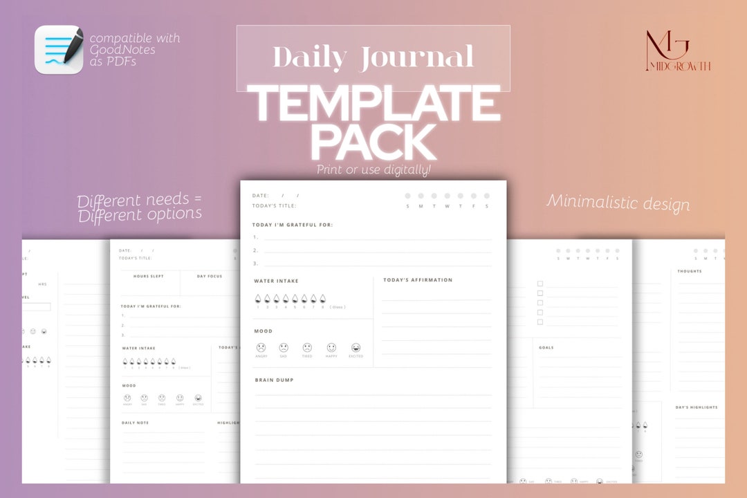 Daily Journal Template Pack - Etsy