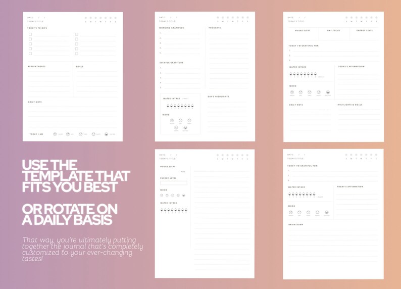 Daily Journal Template Pack - Etsy