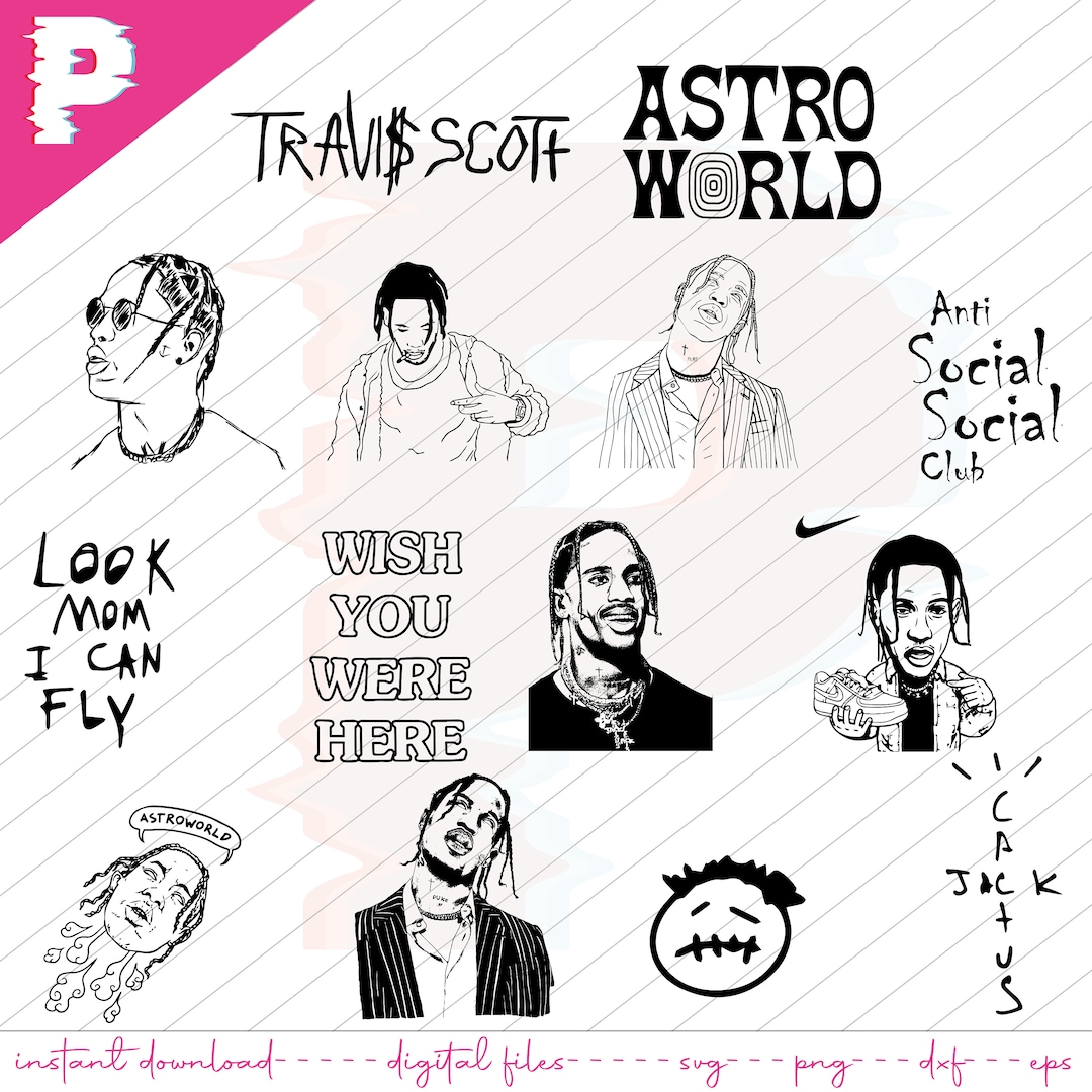Travis Scott Svg Bundle, Travis Scott Png, Travis Scott Stickers ...