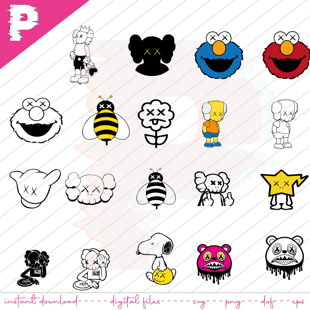 Kaws Fece Svg, Kaws Skull Svg Bundle, Kaws Figure PNG, Kaws Png Svg ...
