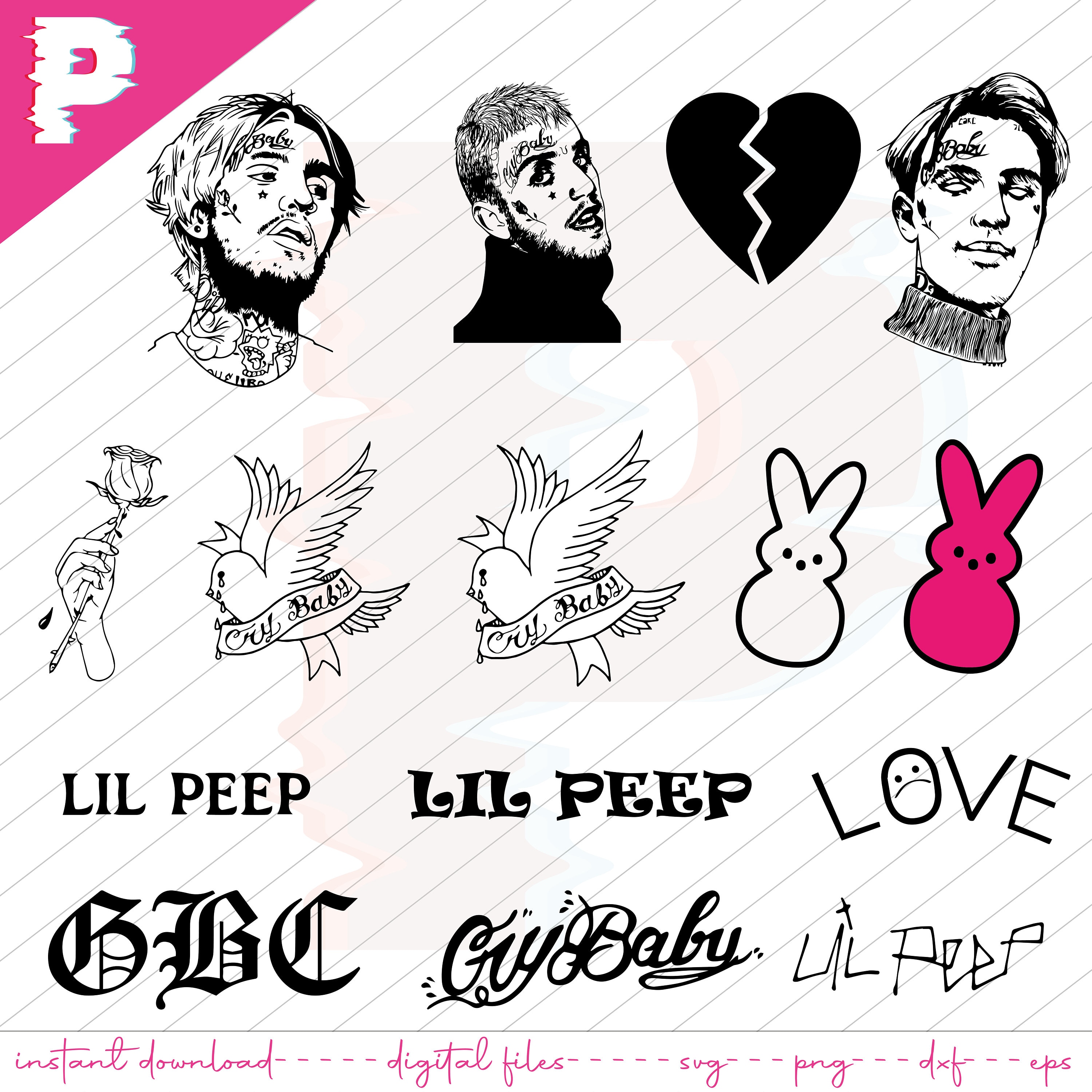 Lil Peep Svg Bundle, Lil Peep Stickers, Hell Boy, GBC Svg, Lil Peep Png ...
