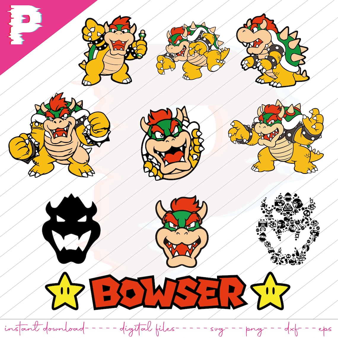 Bowser Svg Bundle, Super Mario Svg, Anime Svg, Video Game, Yoshi Svg ...