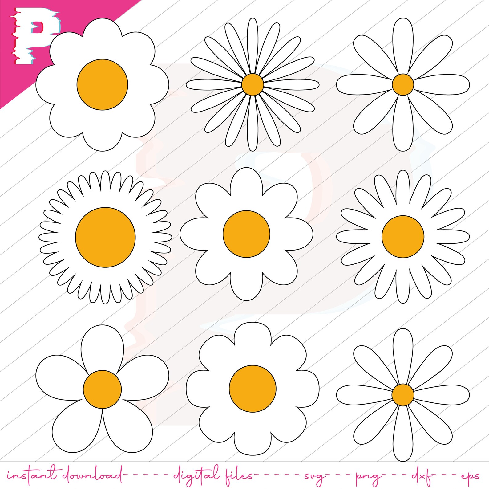 Daisy Svg, Daisy Svg Bundle, Daisy Flower Svg, Daisy Silhouette, Daisy ...