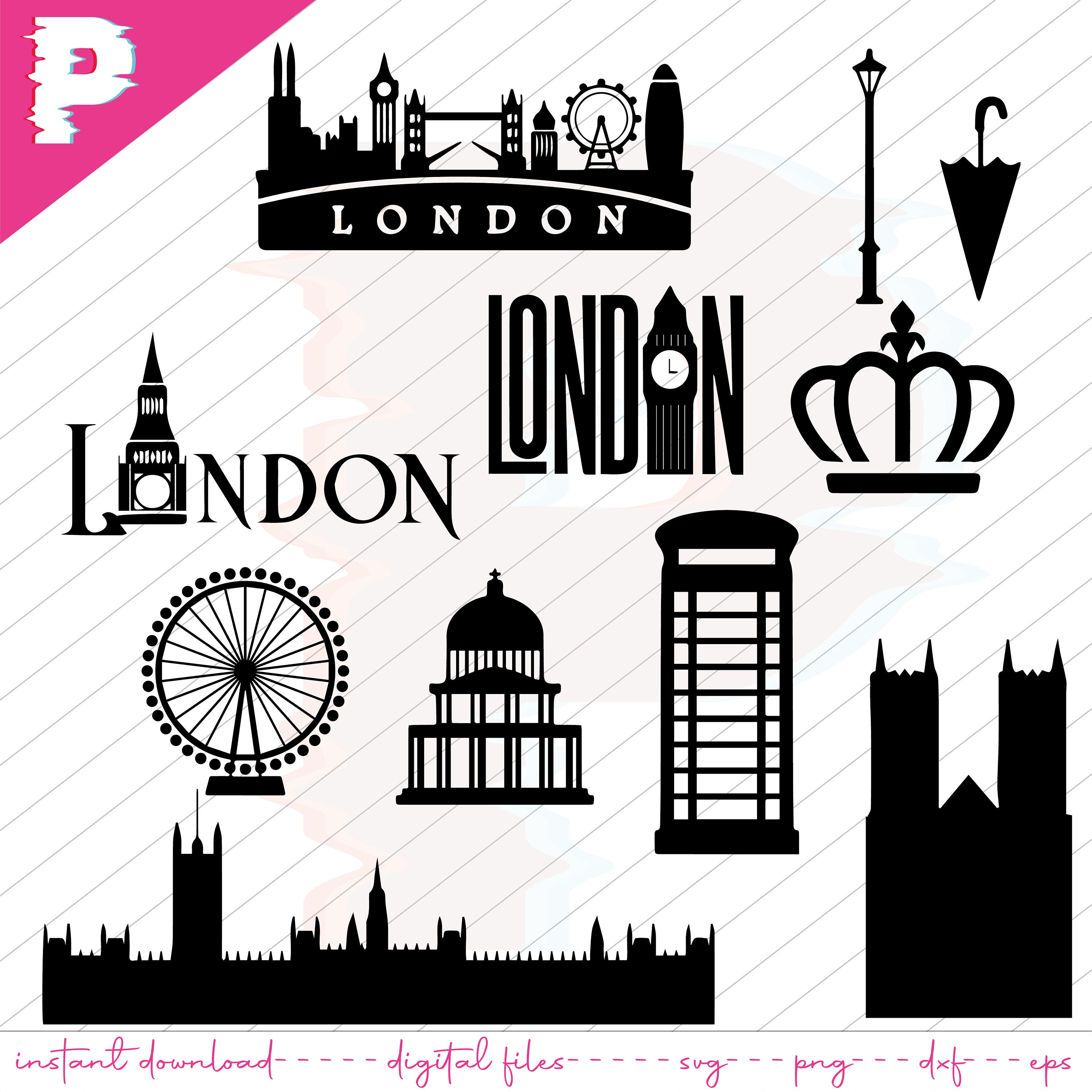 London Svg Bundle, Instant Download, London Skyline Svg,city Skyline ...