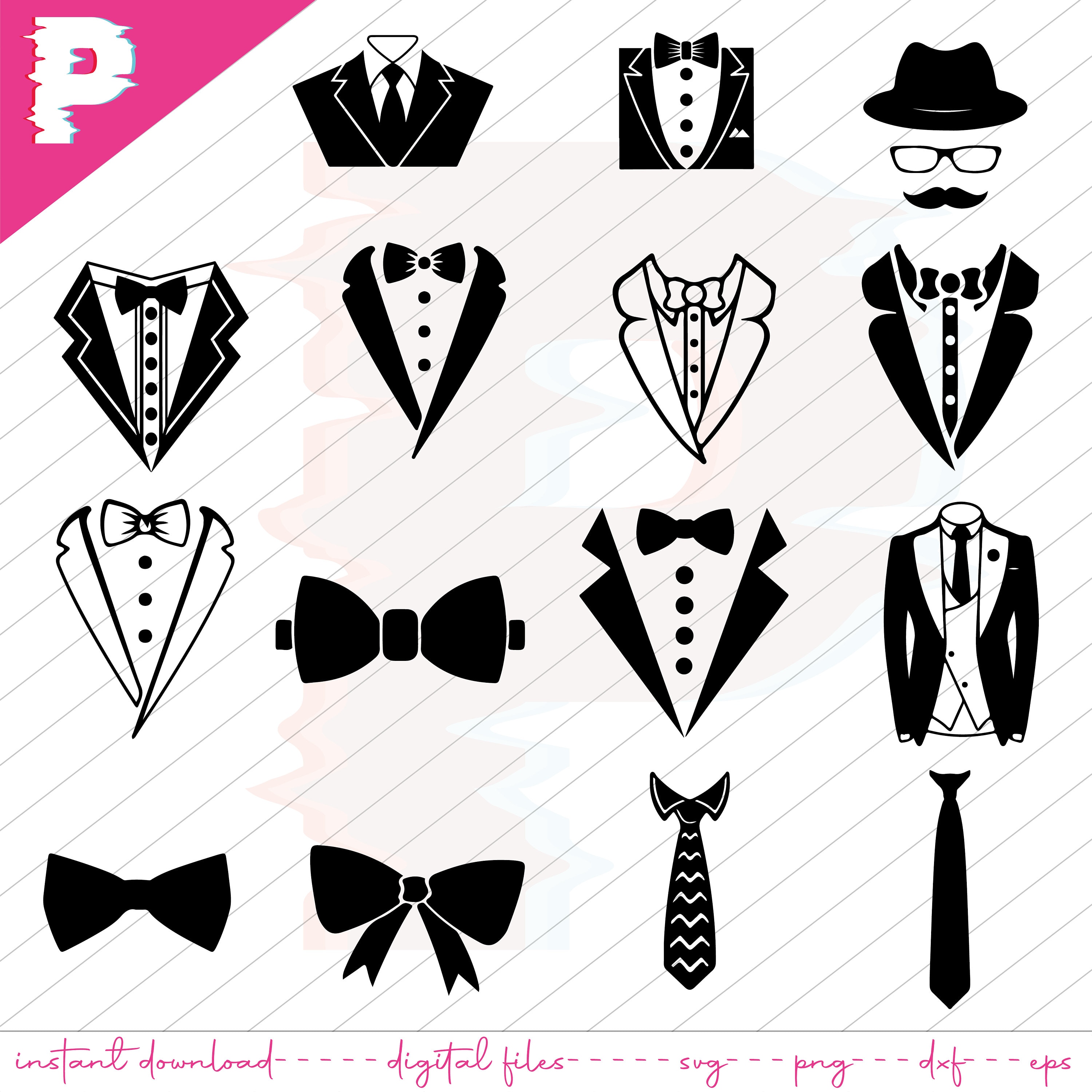 Tuxedo SVG Bundle, Tuxedo SVG, Suit Clipart, Suit Bundle Svg, Tuxedo ...