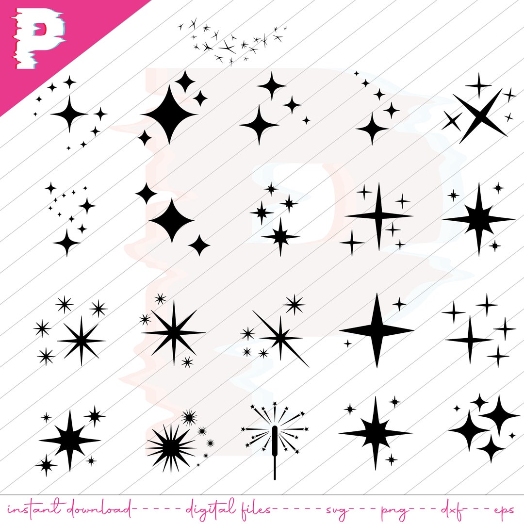 Sparkle Svg Bundle, 21 Designs, Sparkle Cut File, Sparkle Clipart, Stars Svg, Sparkles, Svg ...