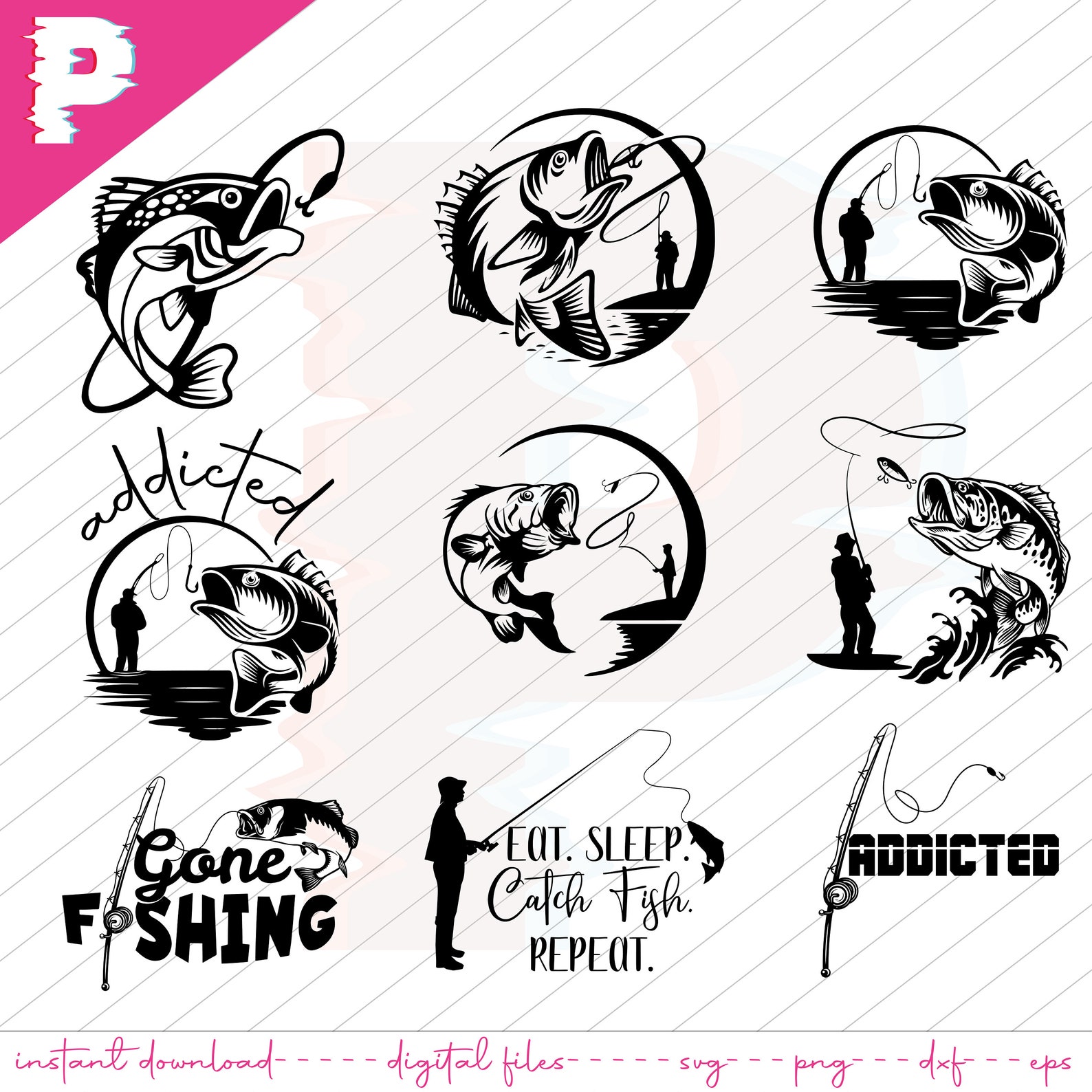 Fisherman Catching Fish SVG, EPS, PNG, Pdf Fishing Svg,cut File, Cricut ...