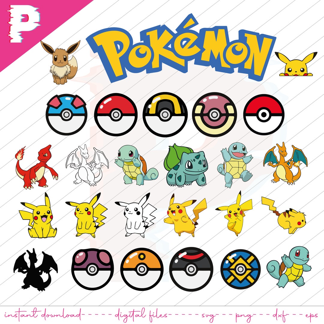 Pokemon Layered Cut Files, Pokemon Silhouette Files, Pokemon Digital ...
