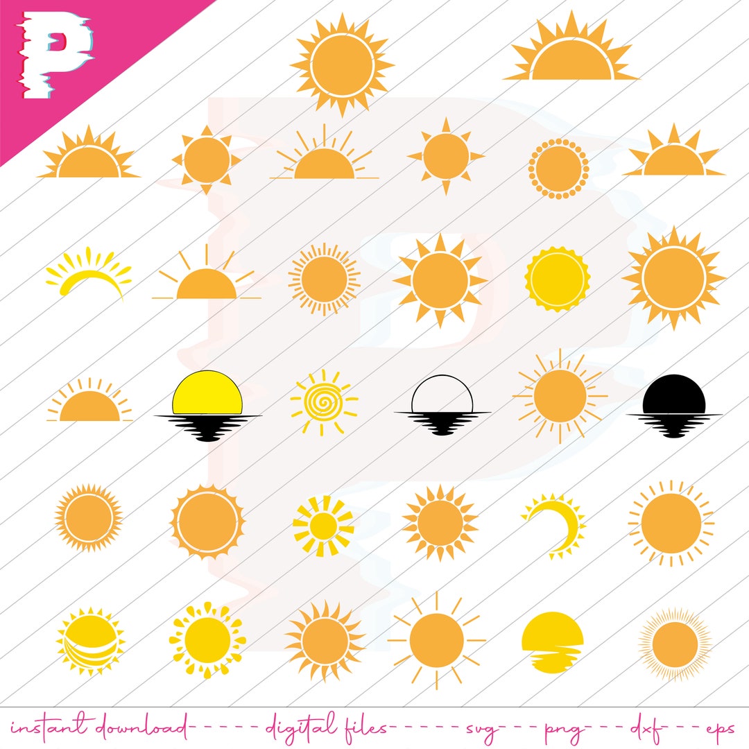 Sun SVG Files for Cricut, Sun SVG Bundle, Sun Png Dxf Pdf, Sun Clipart ...