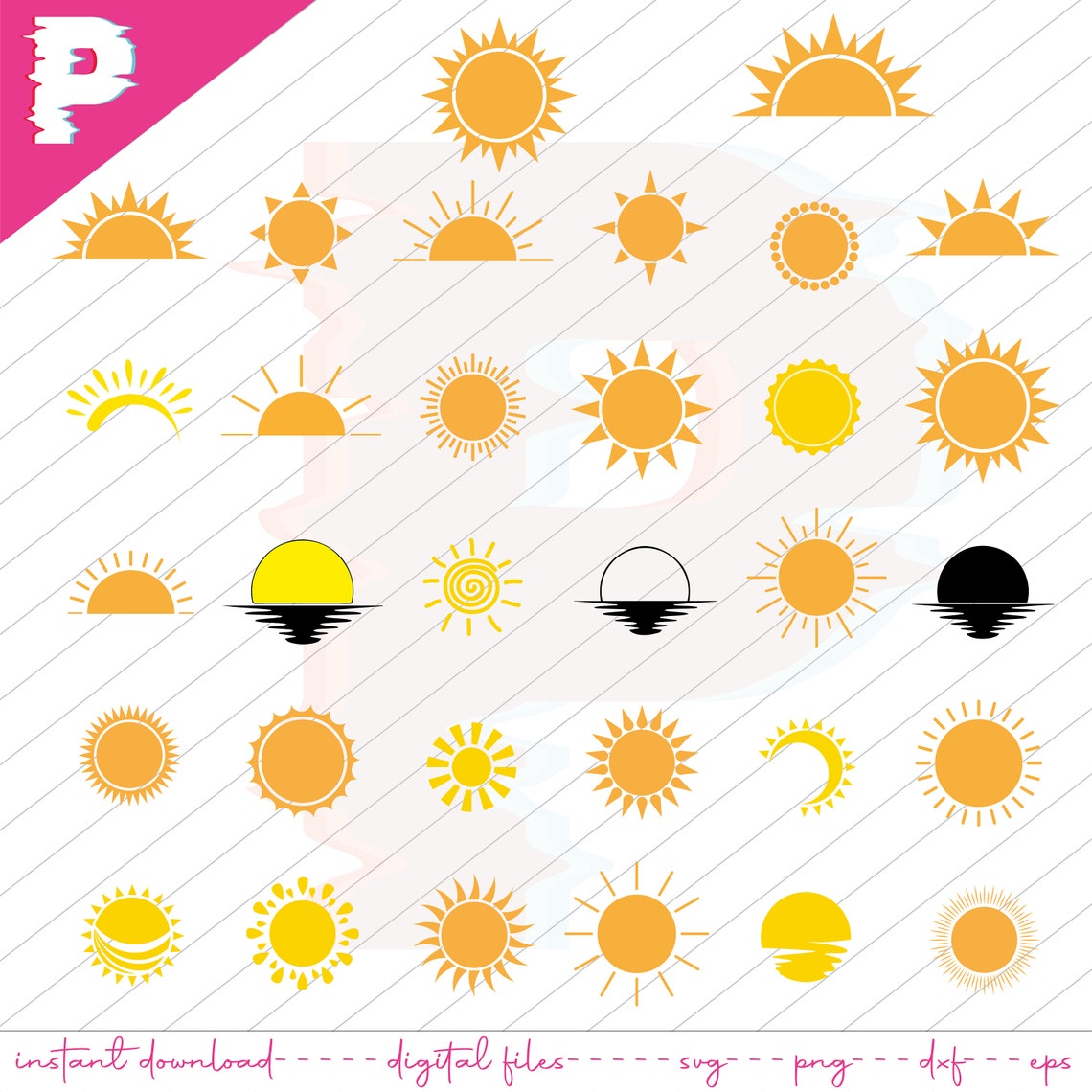 Sun SVG Files for Cricut, Sun SVG Bundle, Sun Png Dxf Pdf, Sun Clipart ...