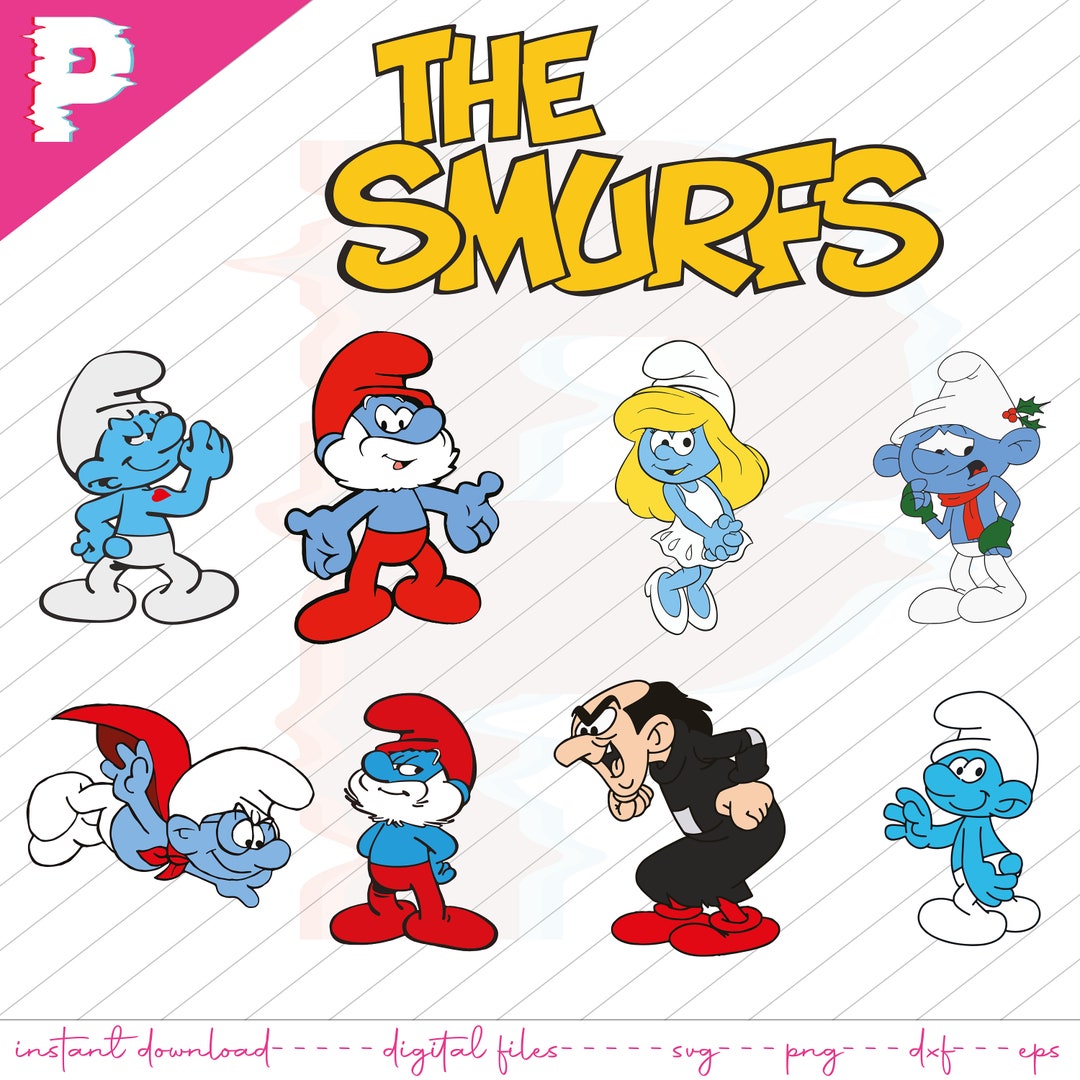 Smurfs Svg Bundle, Smurfs Characters Stickers, Papa Smurf Svg ...