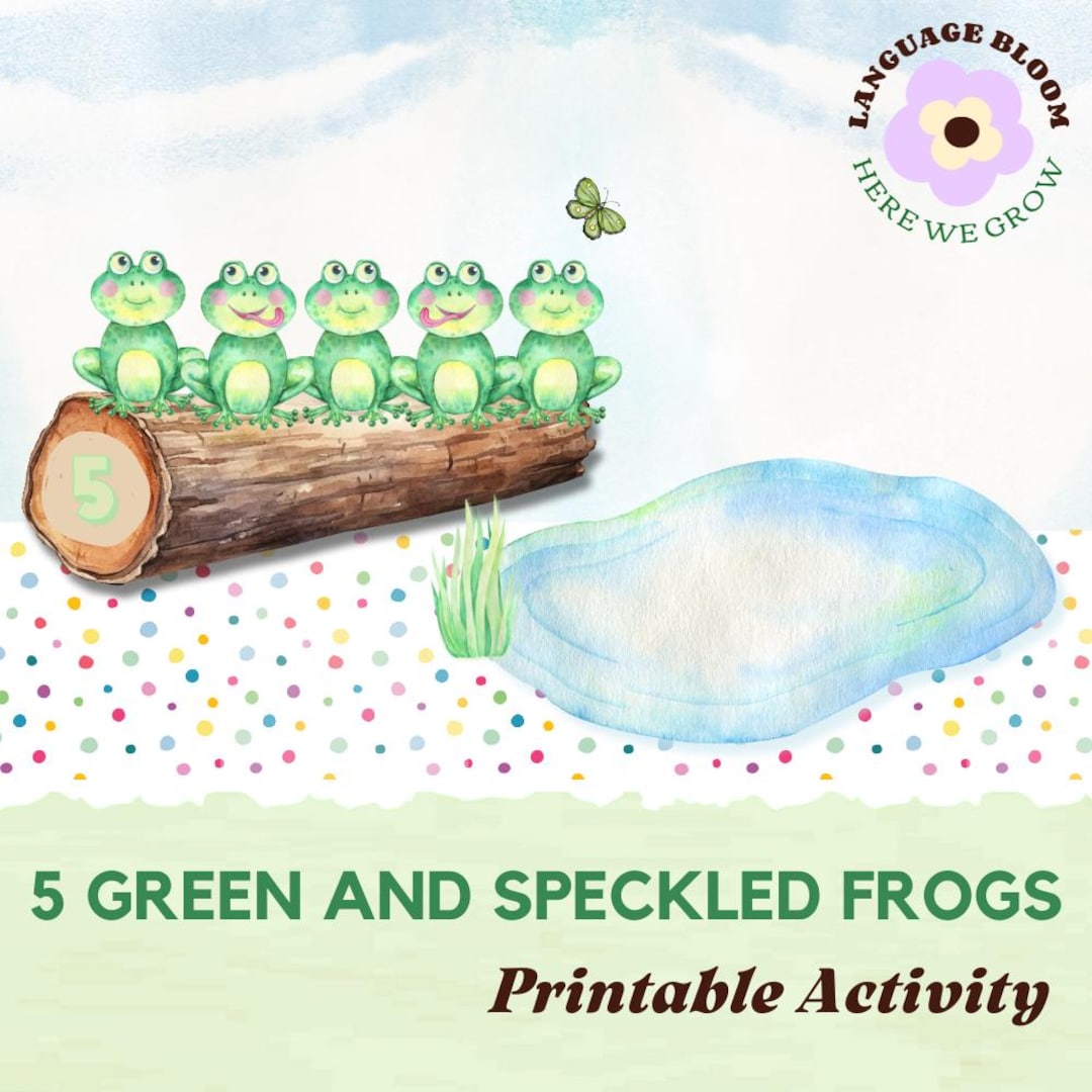 Five Green and Speckled Frogs Printable Activity. Nursery Rhyme. Child ...