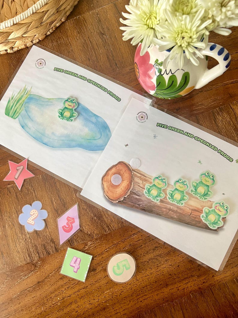 Five Green and Speckled Frogs Printable Activity. Nursery Rhyme. Child ...