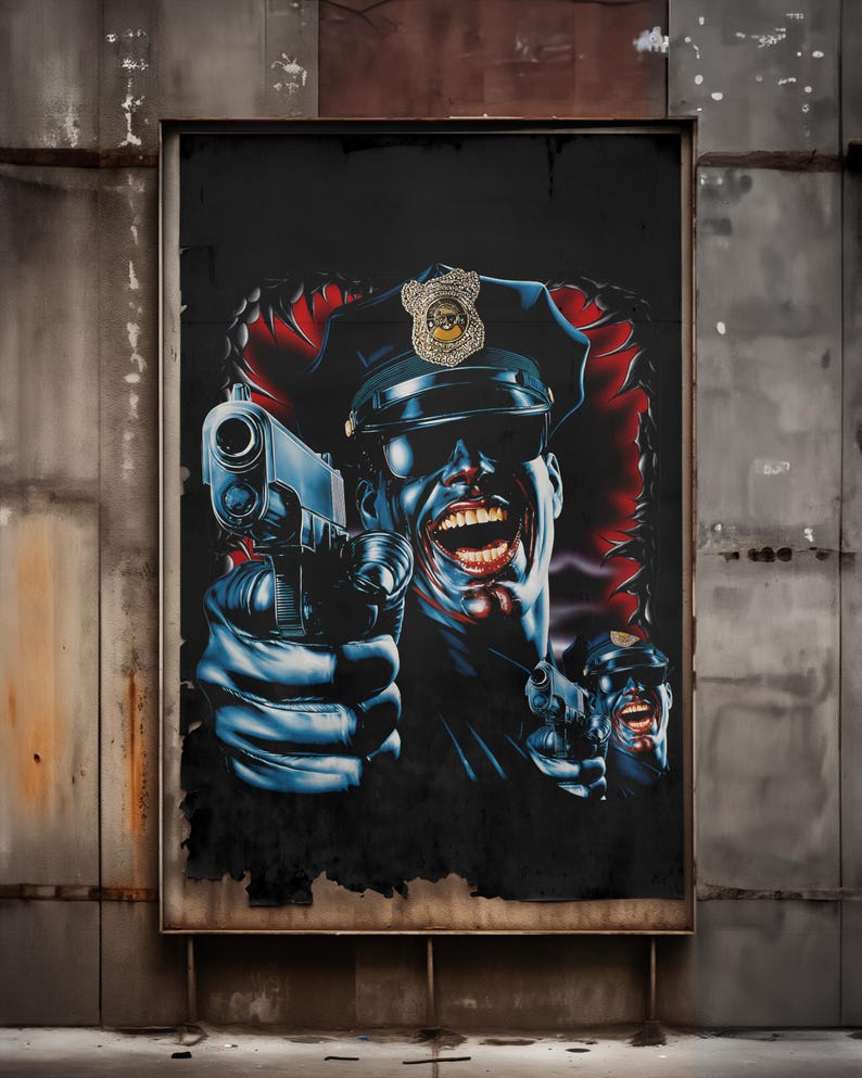 80s Horror Evil Cop PNG: Dark Apparel Graphic - Commercial Use - Etsy