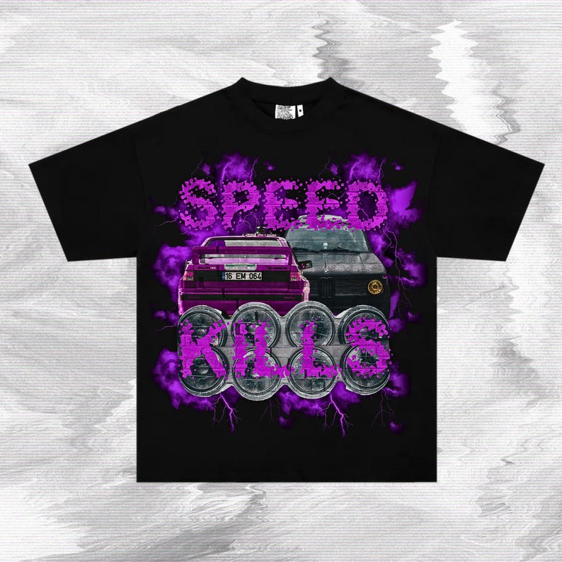 Speed Kills in Purple Racing Tee Design | 3000x3000 PNG | Streetwear ...