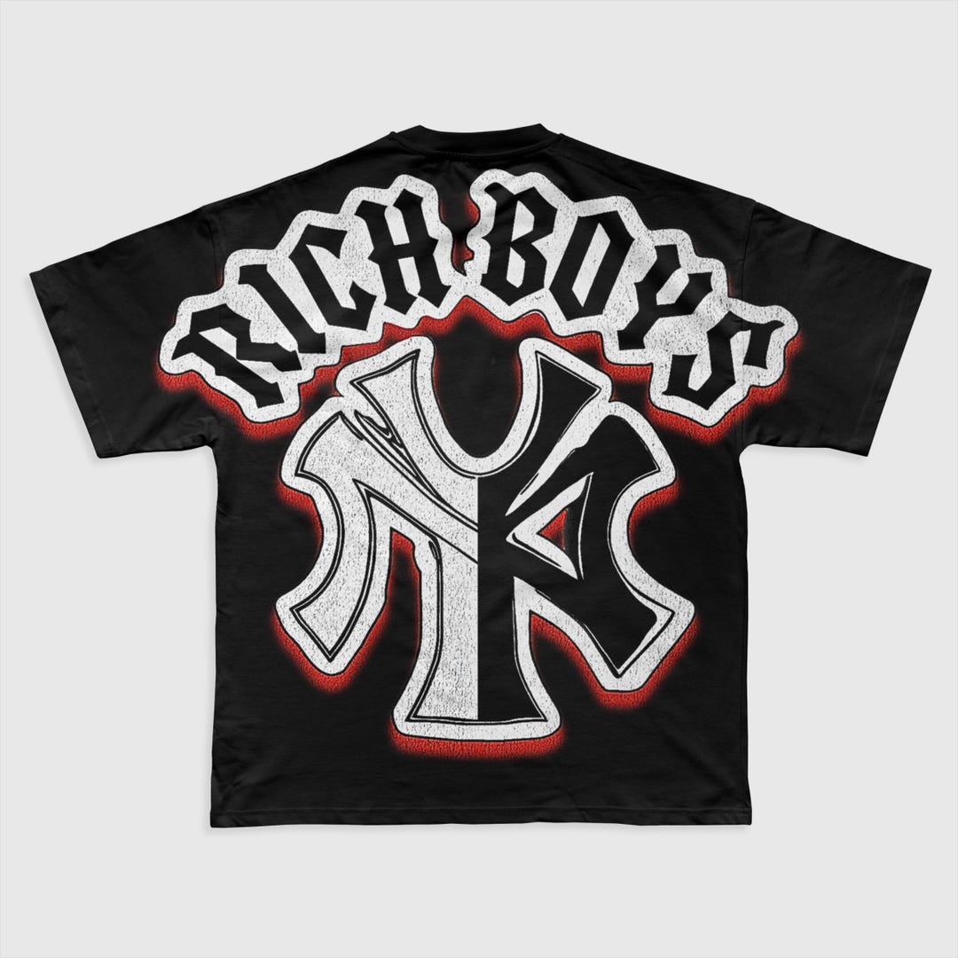 Rich Boys NYC Typography PNG Black White Red Shadow Streetwear Design ...