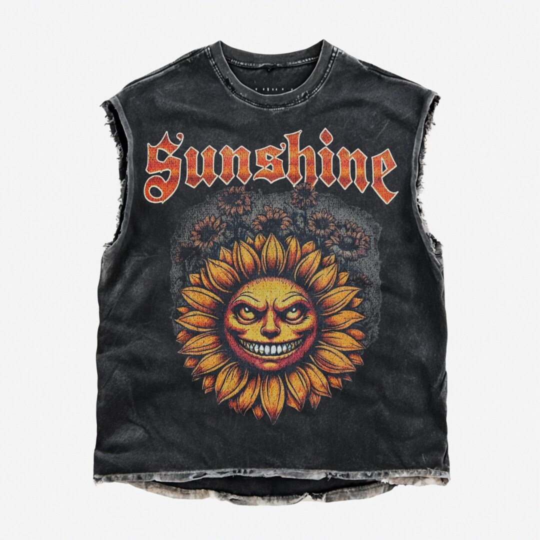 Sunshine Menace – Evil Sunflower Face PNG | Edgy Streetwear Tee Design ...