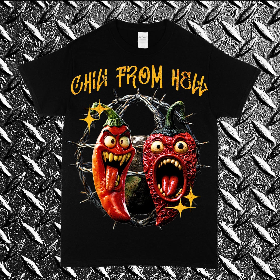 Chili From Hell PNG Tee Design Spicy Expressive Red Hot Peppers ...