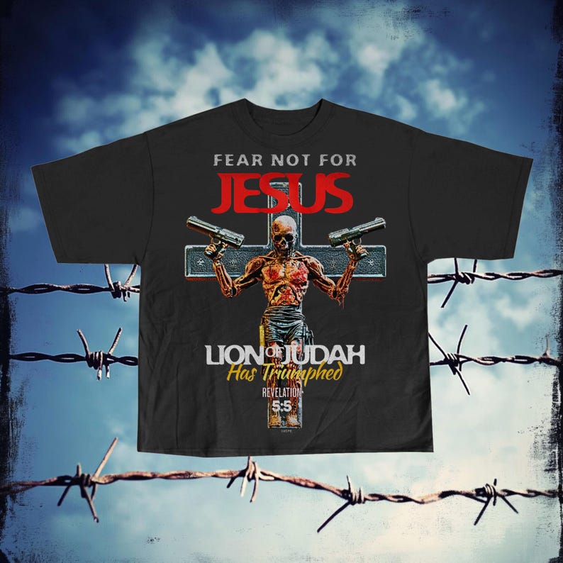 Fear Not for Jesus PNG Zombie Robot Jesus Streetwear Tee Design ...