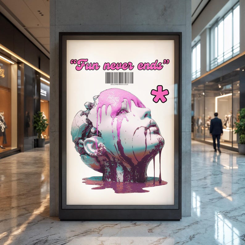 Cyberpunk Horror PNG: Pink Drip Robot Face, Transparent Design ...