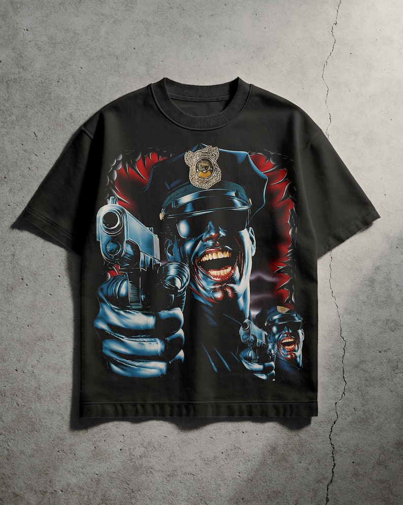 80s Horror Evil Cop PNG: Dark Apparel Graphic - Commercial Use - Etsy