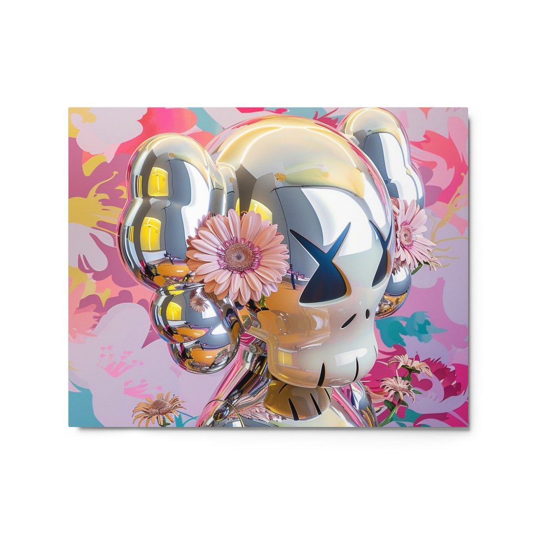 Futuristic Inspired by KAWS With Flowers Metal Prints - Etsy