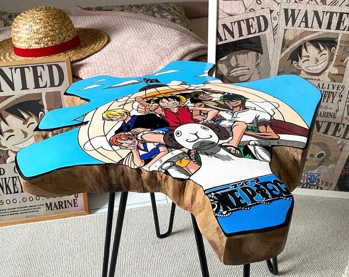 One Piece Wooden Bed Side Table With Handmade Pyrography / Anime ...