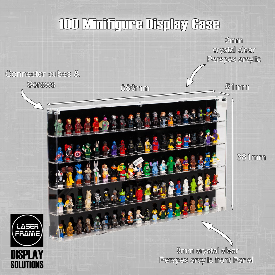 Wall Mounted Acrylic Display Case for 100 Minifigures - Etsy
