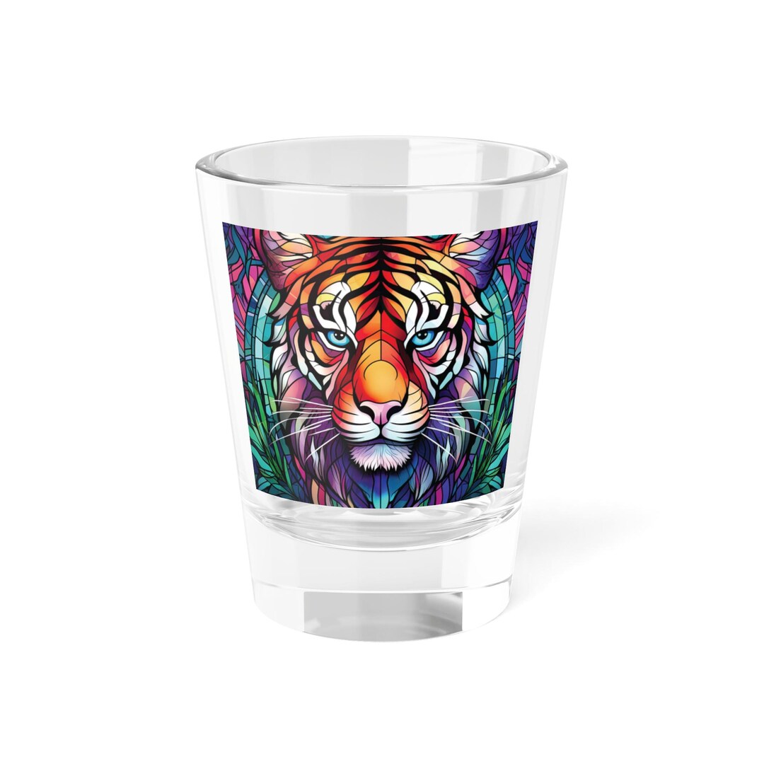 Stained Glass Tiger Shot Glass, Tiger Design Shot Glass, Tiger Shot ...