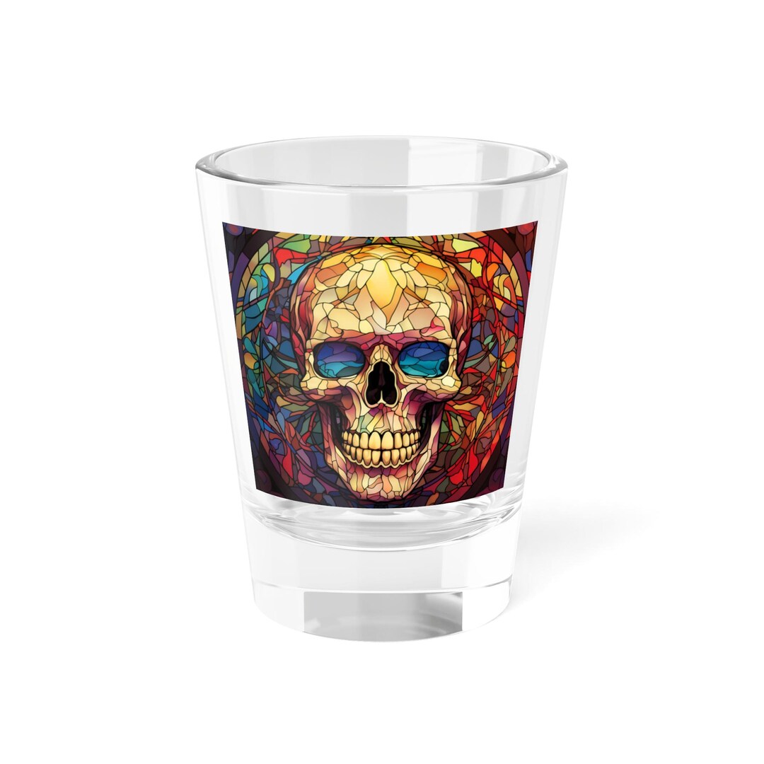 Stained Glass Skull Shot Glass, Skull Design Shot Glass, Skull Shot ...