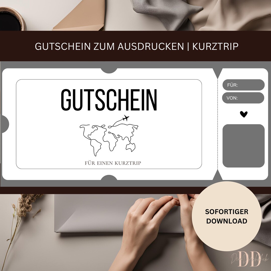 Digital Voucher for a Short Trip - to Print - Last Minute Gift - Fill ...