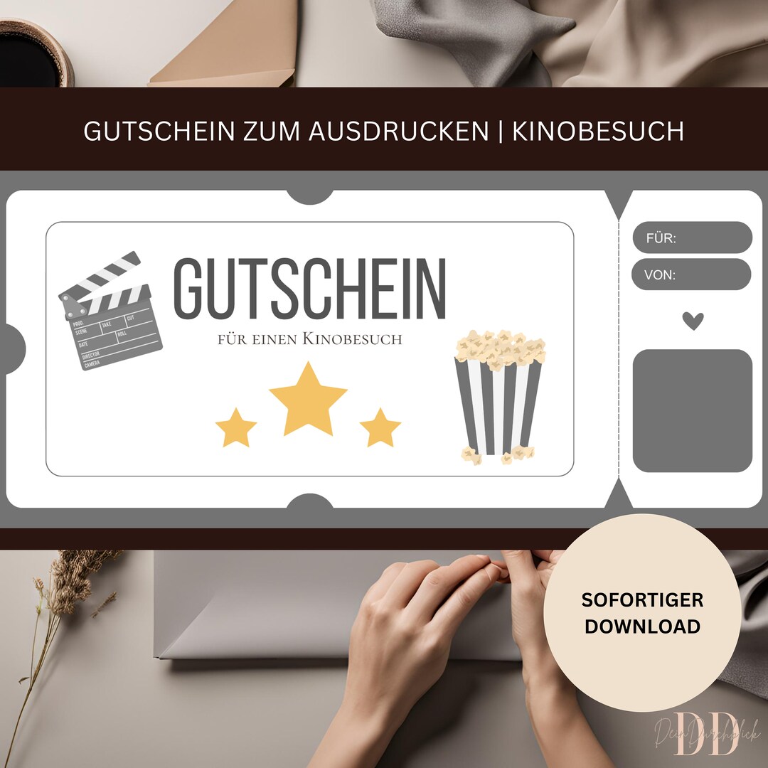 Digital Voucher for a Cinema Visit to Print Out - Last Minute Gift ...