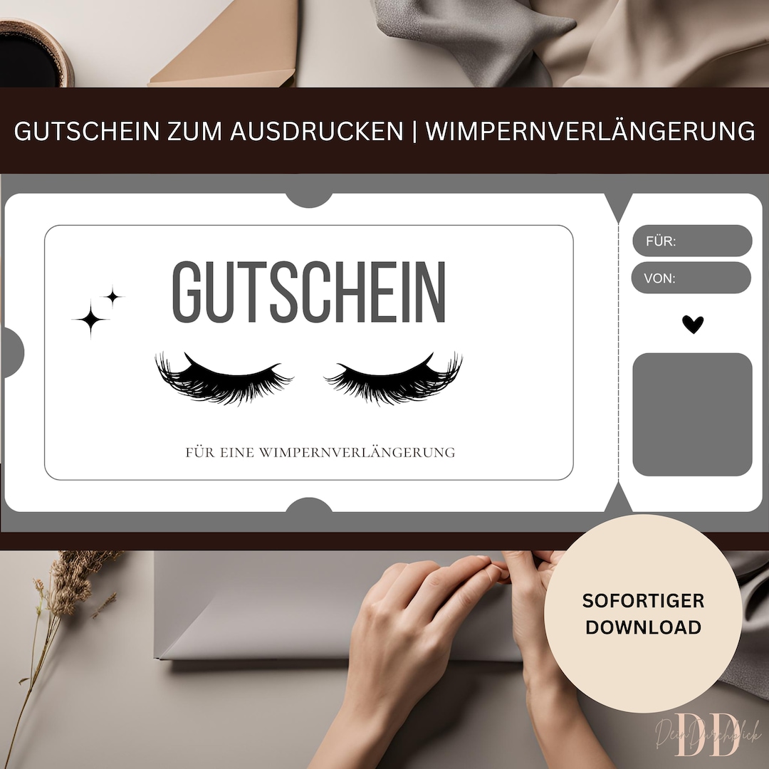 Digital Voucher for Eyelash Extensions to Print - Last Minute Gift ...